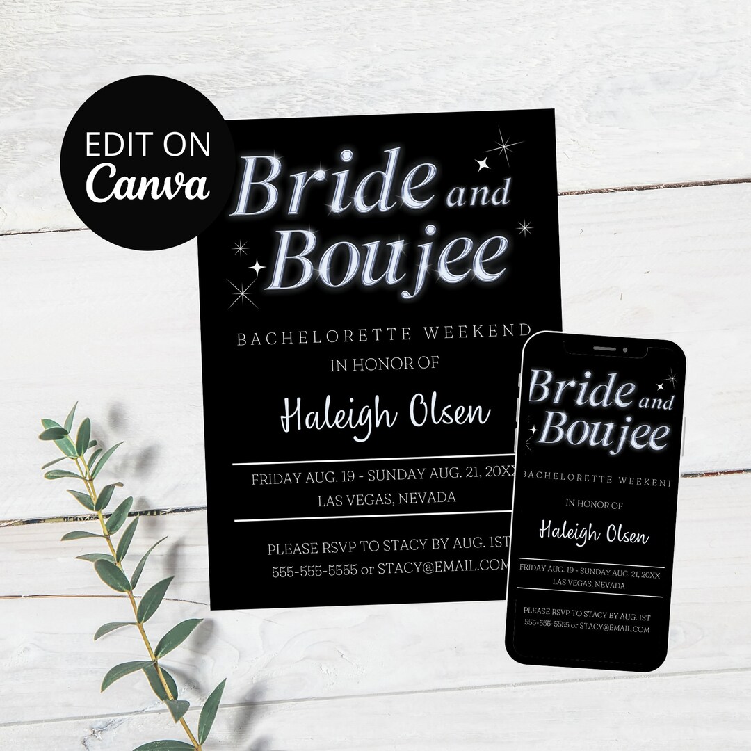 Bride and Boujee Bachelorette Invitation Template, Bachelorette Weekend ...