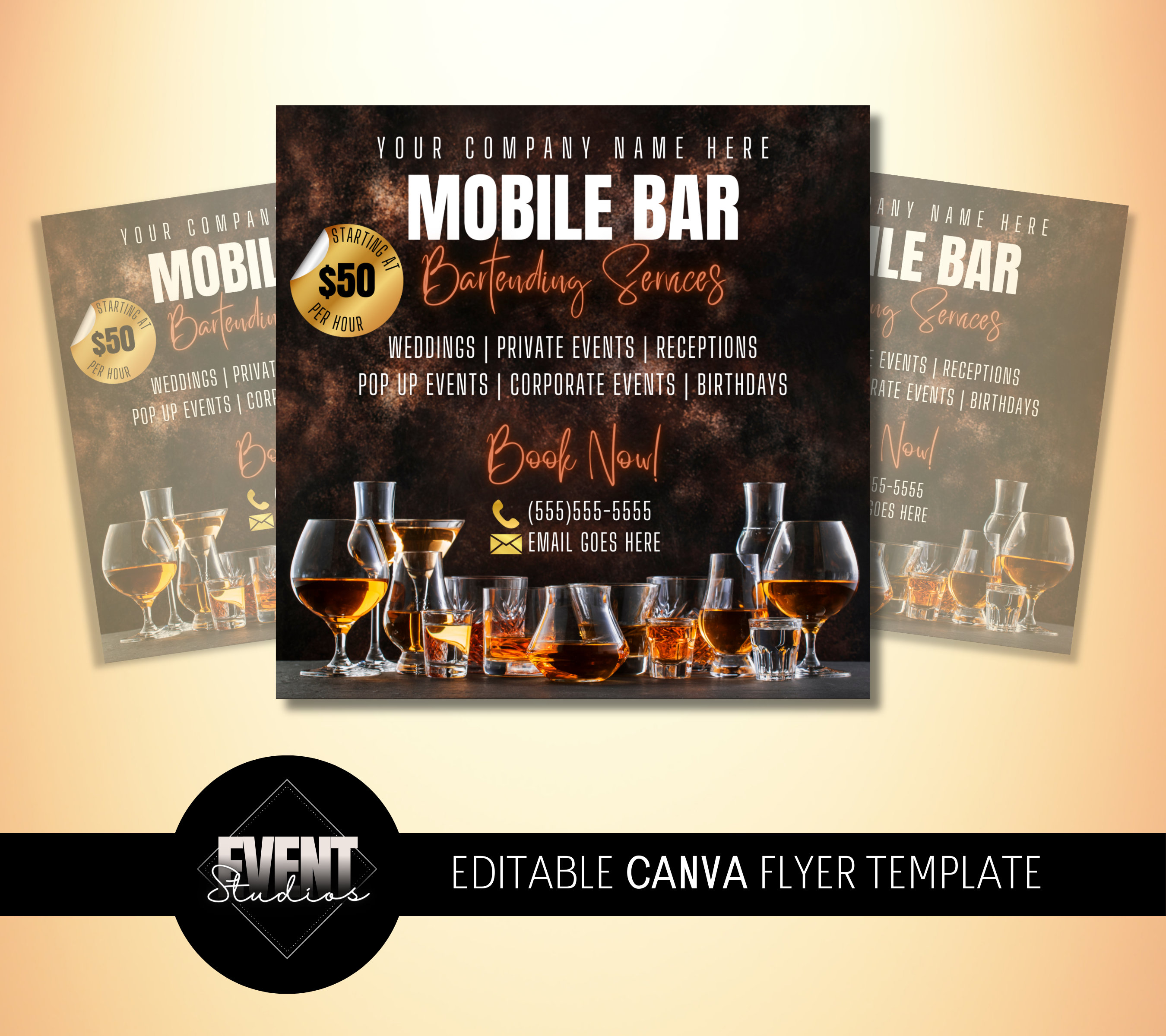 Editable Mobile Bar Flyer, Bartender Business Event Flyer, Mobile Bar ...