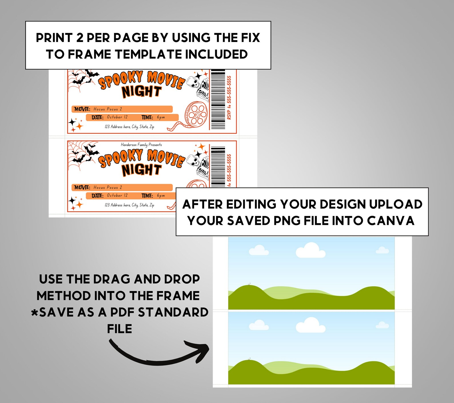 Halloween Movie Night Ticket, Spooky Movie Night Ticket, Movie Night ...