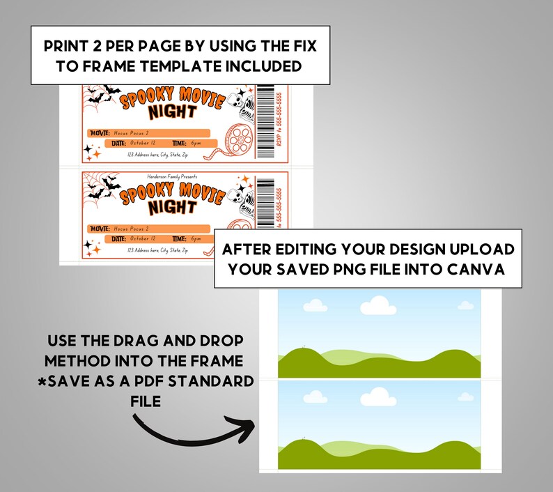 Halloween Movie Night Ticket, Spooky Movie Night Ticket, Movie Night ...