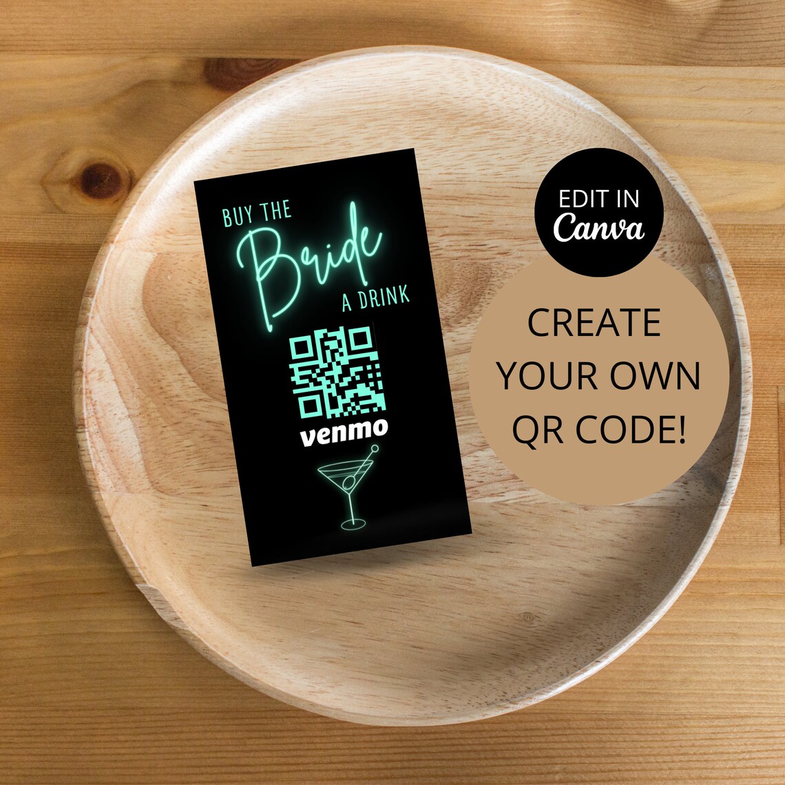 Buy the Bride a Drink Card, Venmo Drink Card, QR Code Bachelorette ...