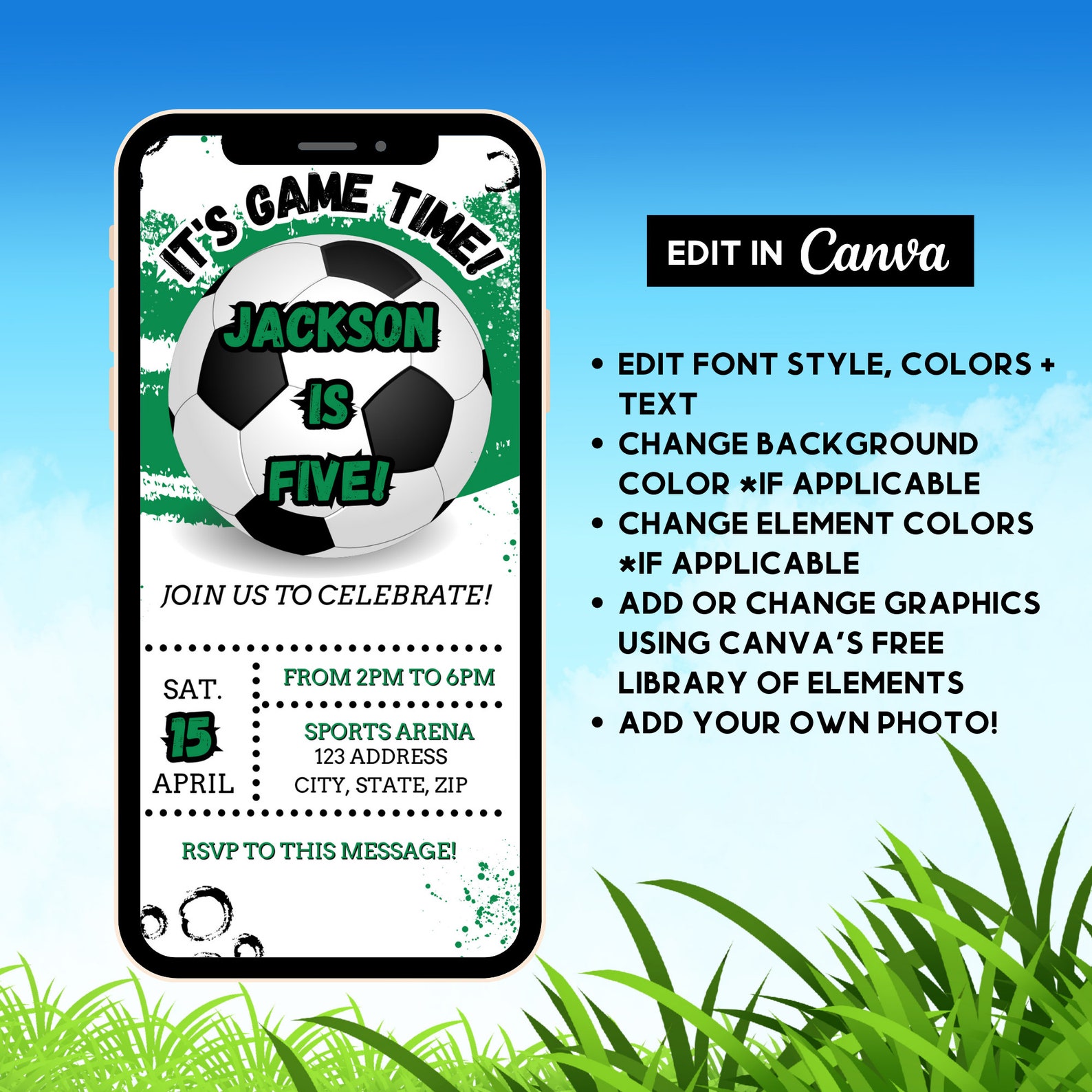 Soccer Evite, Soccer Theme Birthday, Soccer Party, Soccer Invitation ...