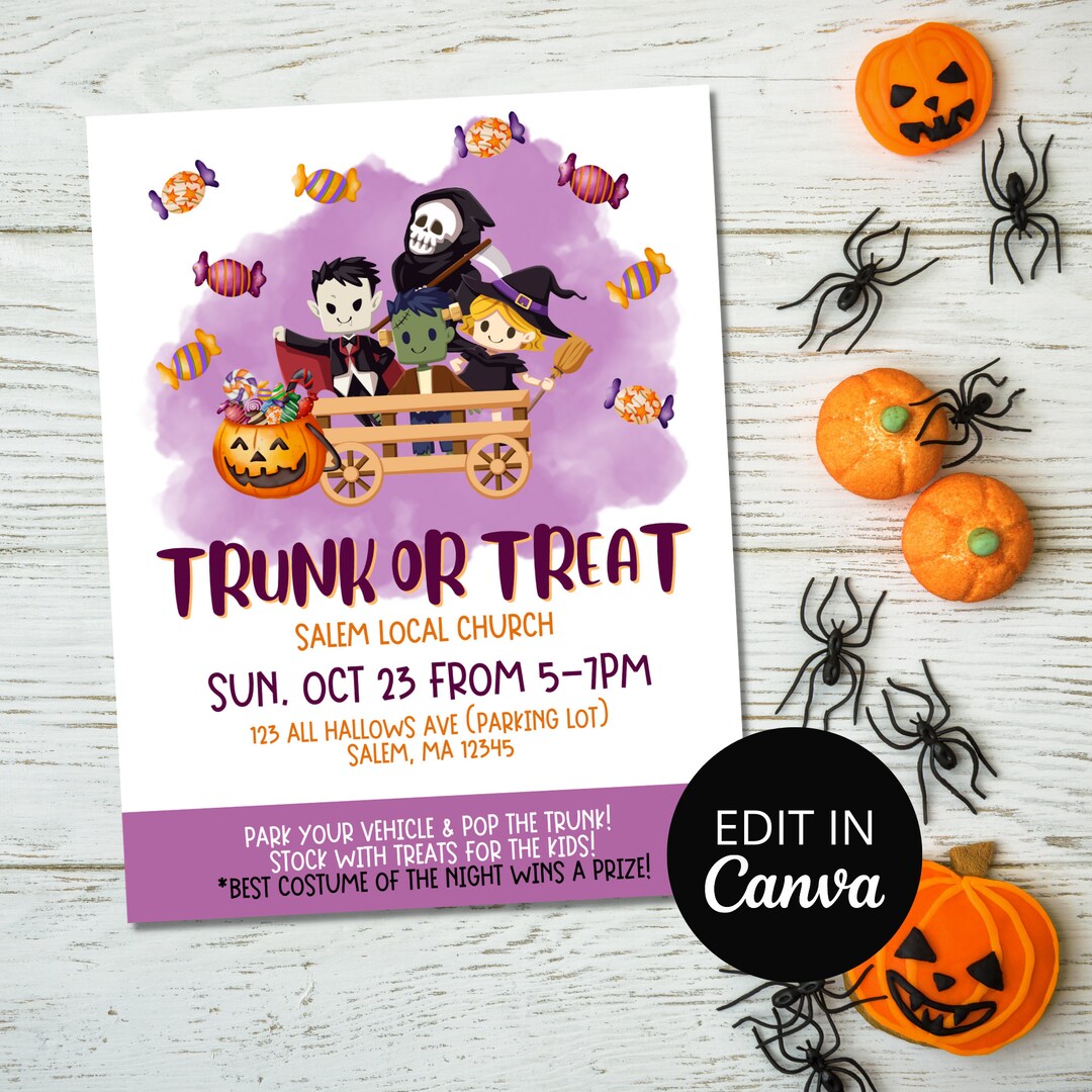 Editable Trunk or Treat Flyer Kids Trunk or Treat Invitation - Etsy