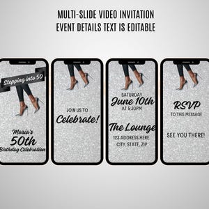 Stepping Into 50 Video Invitation, 50th Birthday Invite, ANY AGE ...