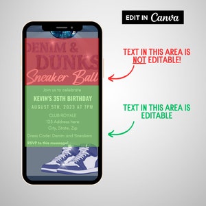 Denim & Dunks Evite Template, Denim and Dunks Sneaker Ball, Sneaker ...
