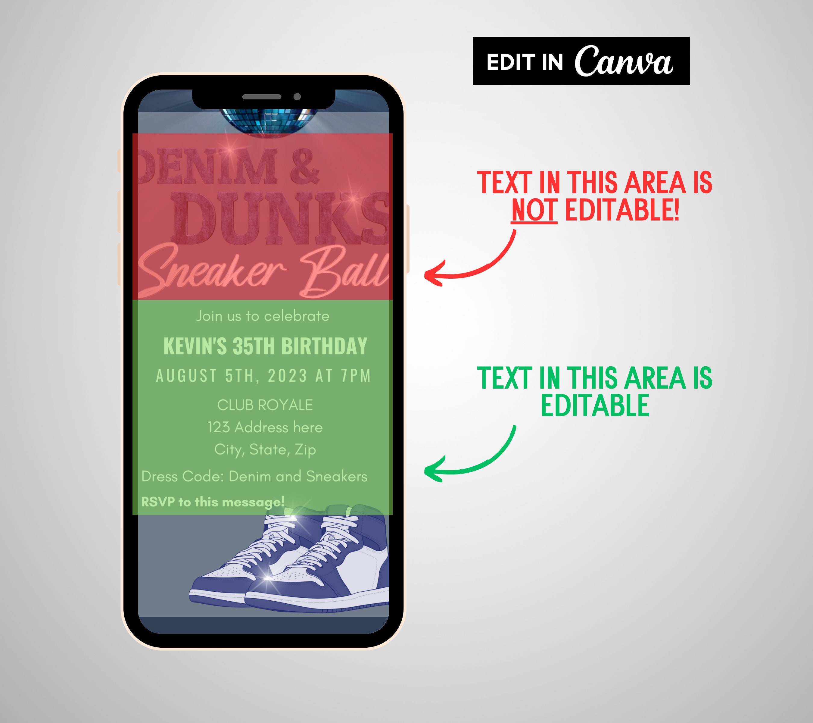 Denim & Dunks Evite Template, Denim and Dunks Sneaker Ball, Sneaker ...