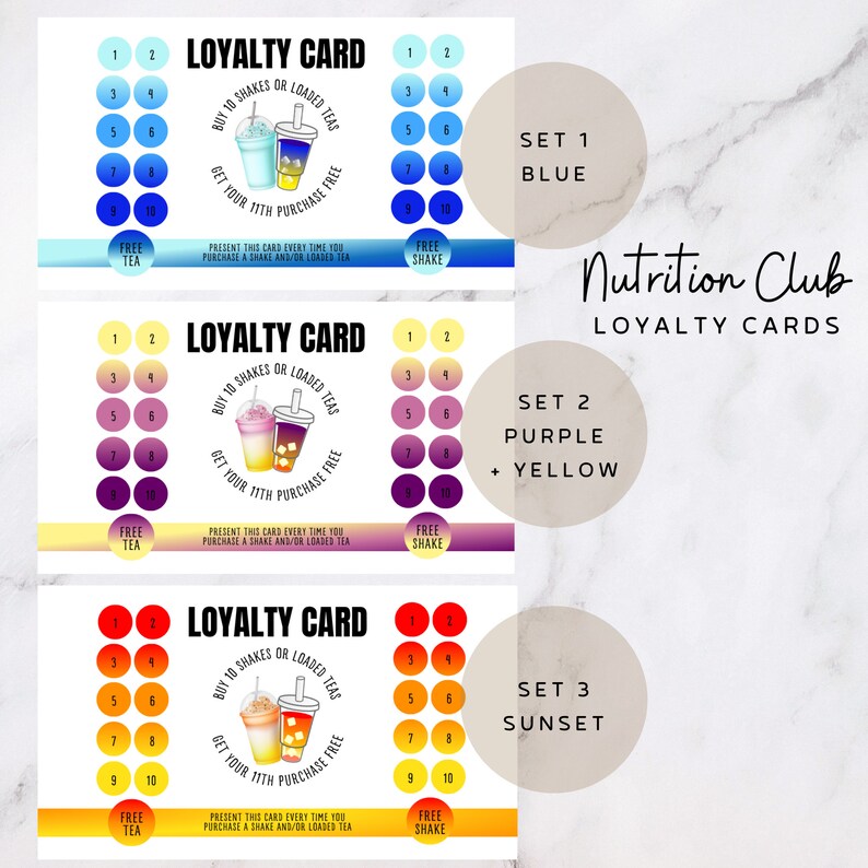 Printable Loyalty Card, Nutrition Club Rewards Card, SET, Loaded Teas ...