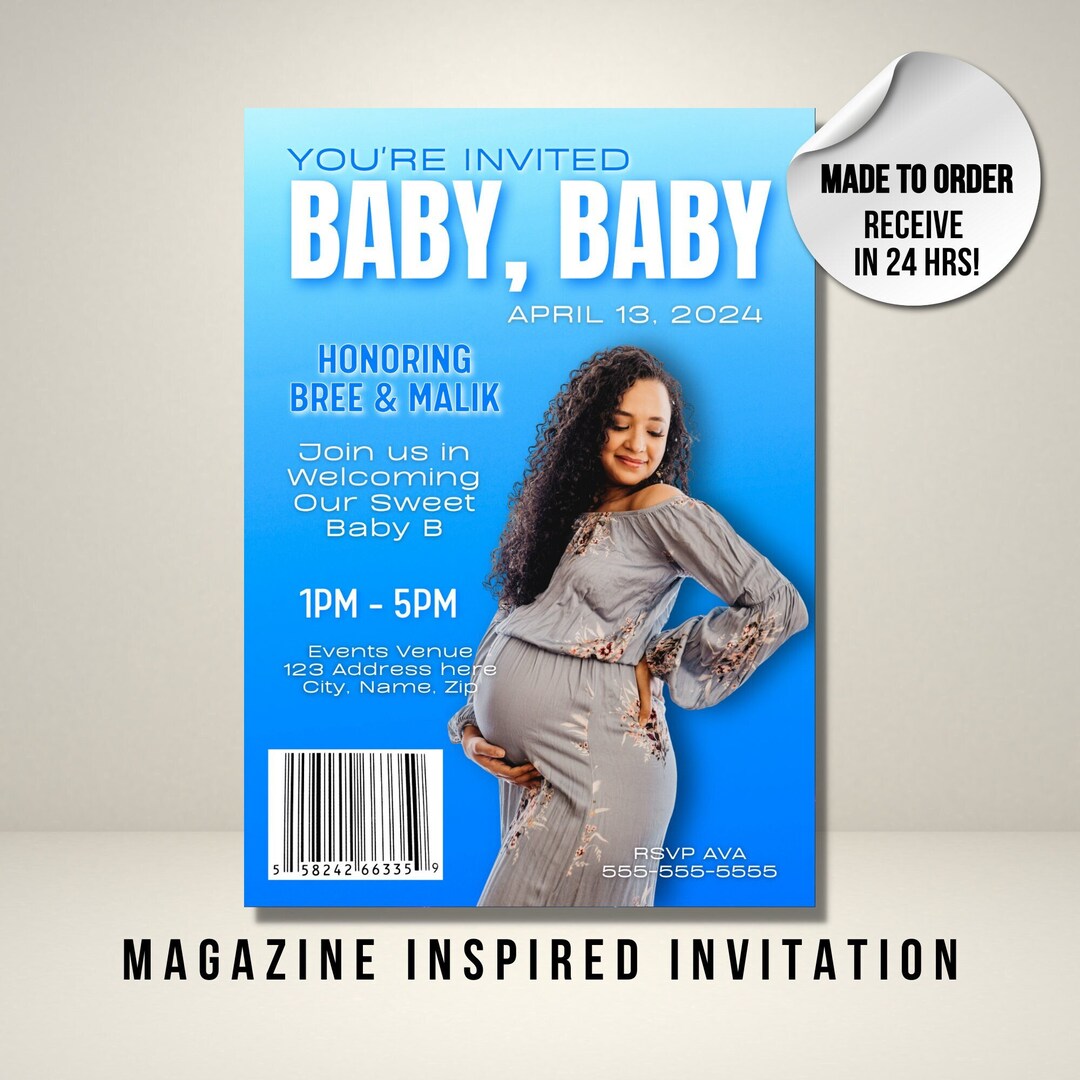 Magazine Inspired Invitation, Baby Shower Invitation, Boy Baby Shower ...