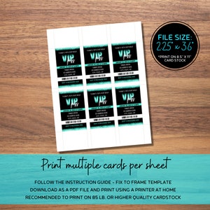 Teal VIP Pass Party Invitation, VIP Insert for Lanyard, VIP Pass ...