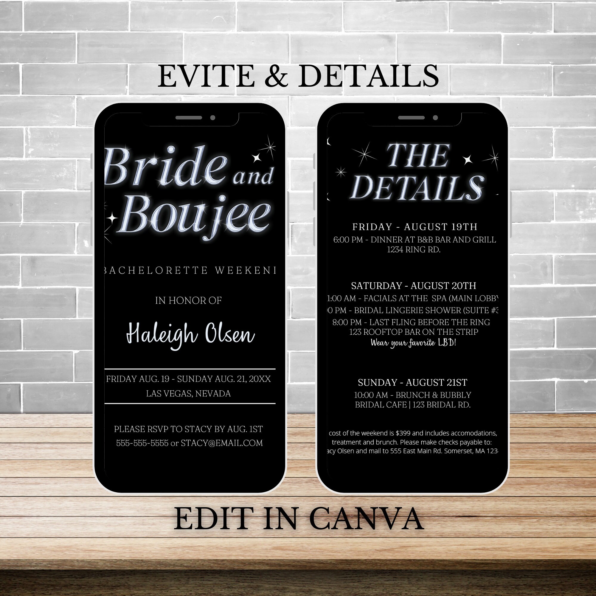 Bride and Boujee Bachelorette Invitation Template, Bachelorette Weekend ...