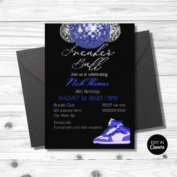 Blue Sneakers Ball Invitation - Etsy