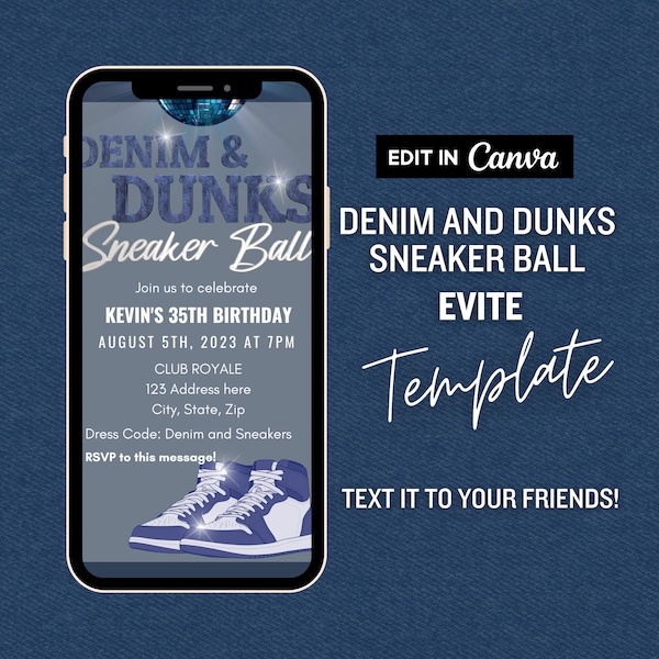 Denim and Diamonds Invitation - Etsy