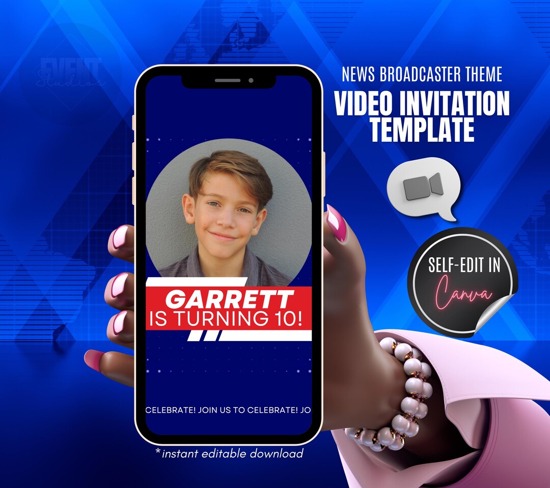 Breaking News Birthday Invitation Video, News Broadcast Theme Party, TV ...