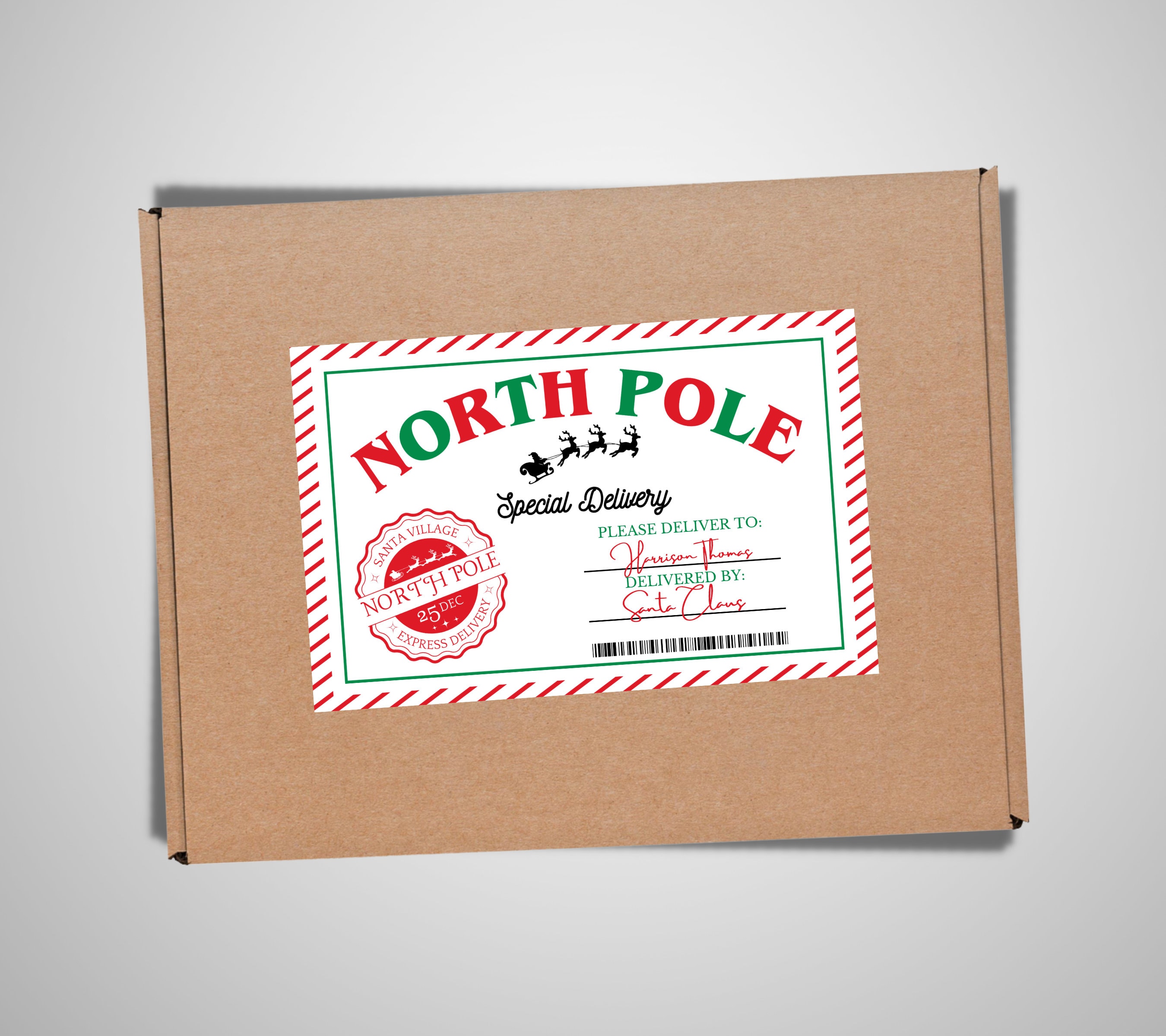 Santa Mail Shipping Label, Editable North Pole Shipping Label, Santa ...