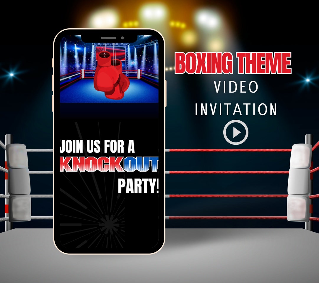 Boxing Themed Birthday Invitation Video, Knockout Party Invite, Mixed ...