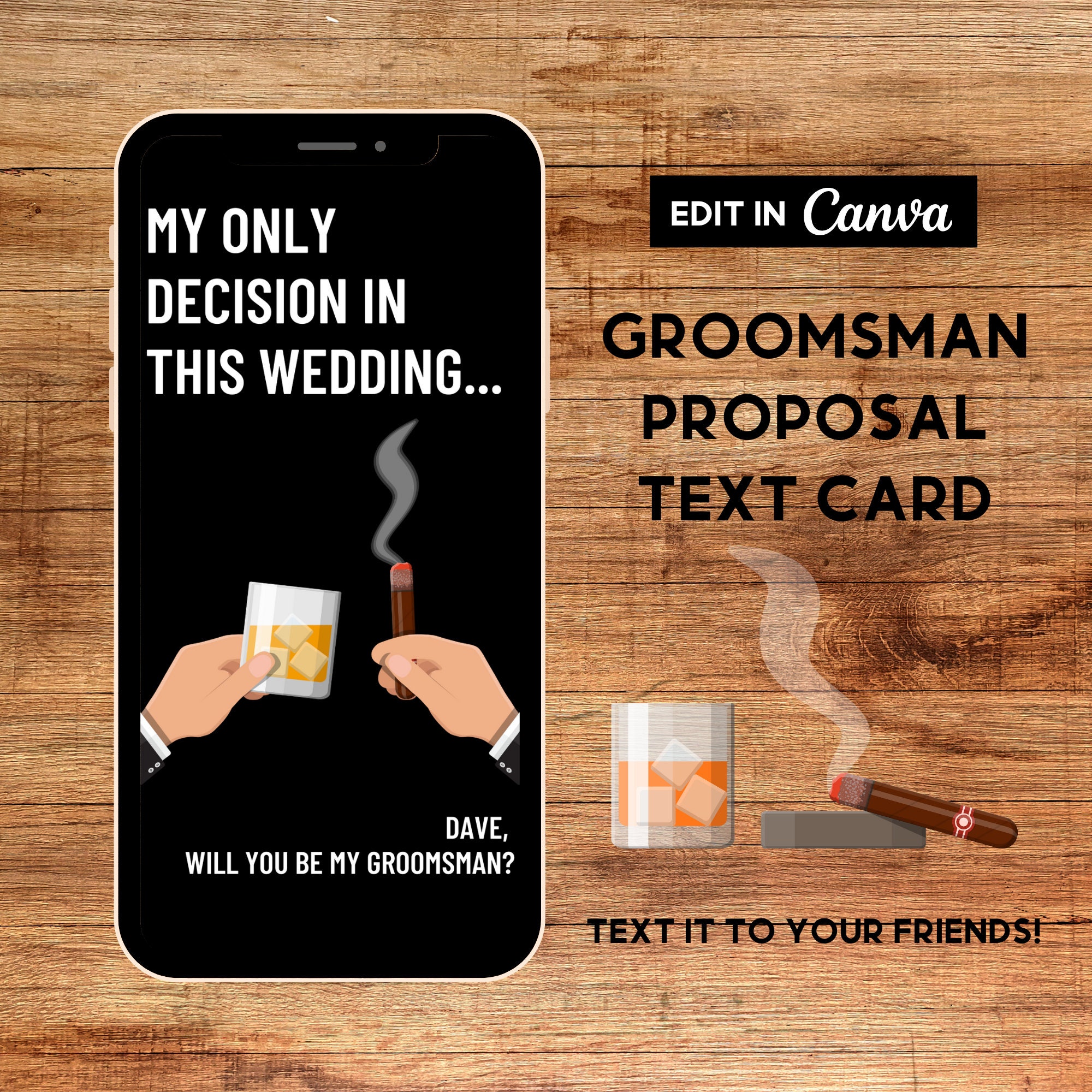 Editable Digital Groomsman Proposal Card, Best Man Proposal Card, Will ...