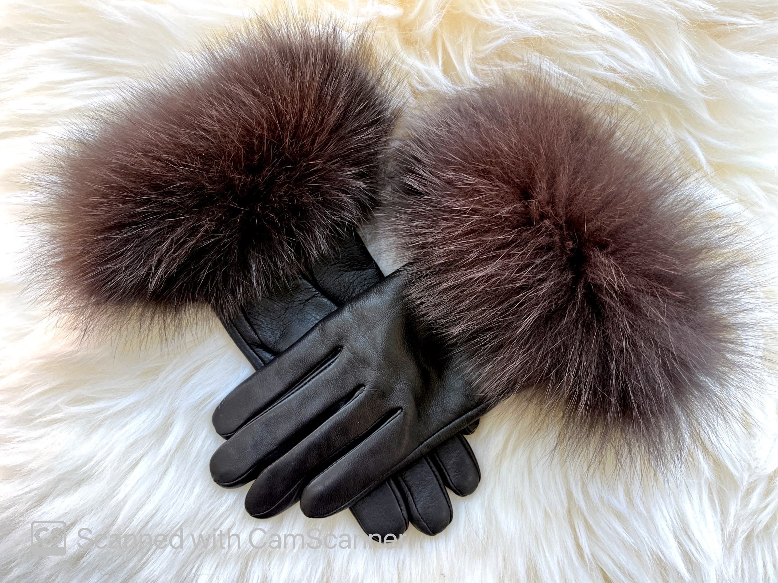 Real Sheep Leather Fox Fur Cuff Glove - Etsy