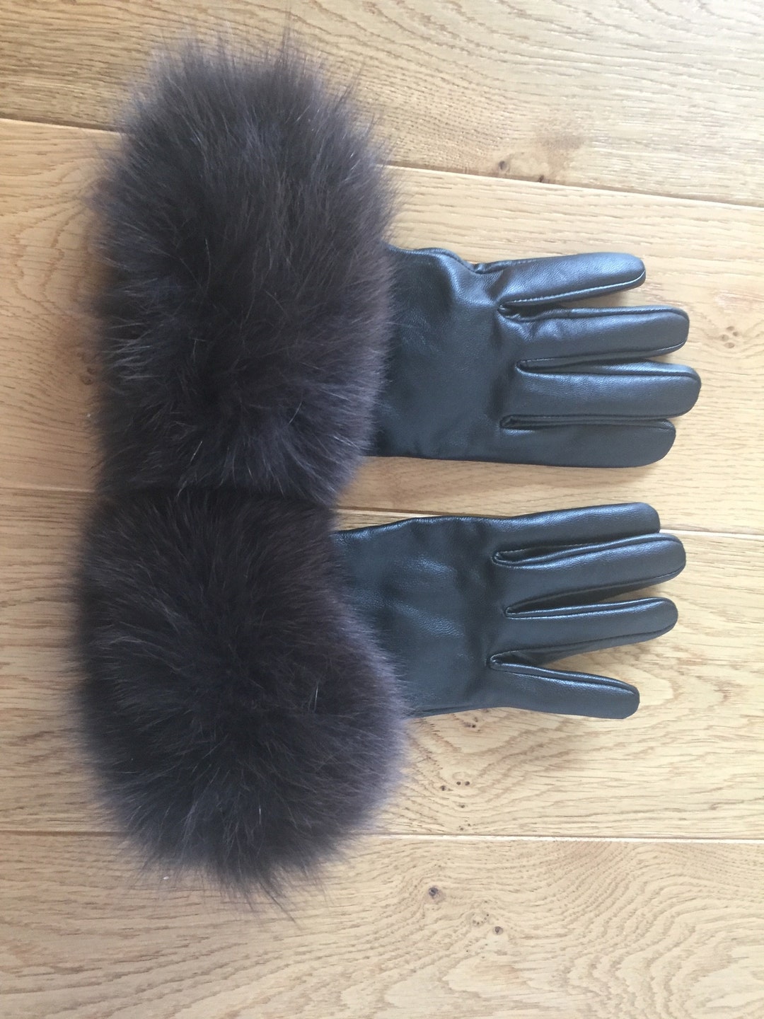 Real Sheep Leather Fox Fur Cuff Glove - Etsy
