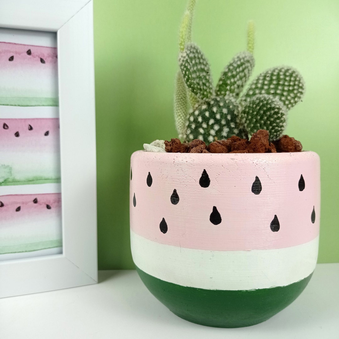 Watermelon Concrete Planter, Succulent Pots, Gift for Her or Him ...