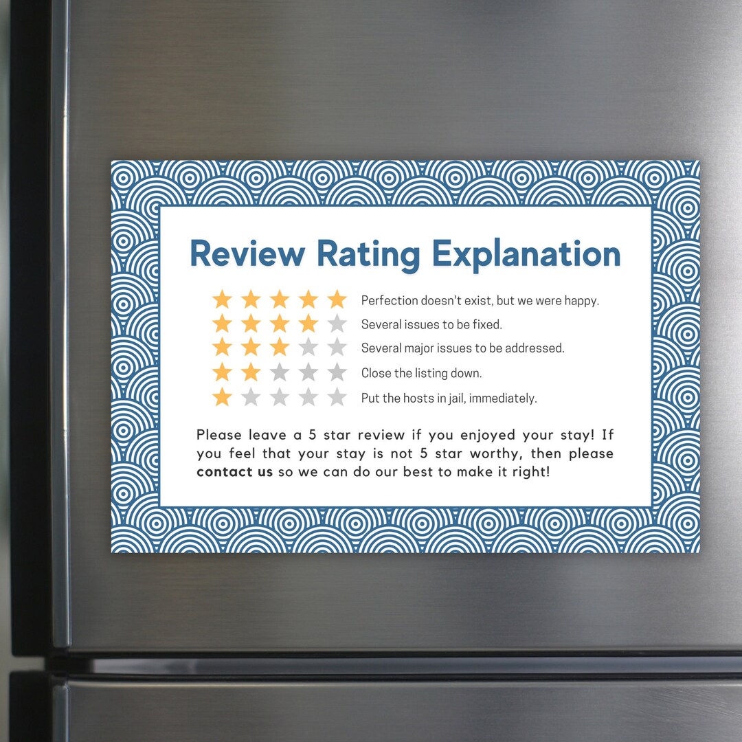 5 Star Guest Reviews Rating Explanation Magnet for Airbnb VRBO Hosts ...