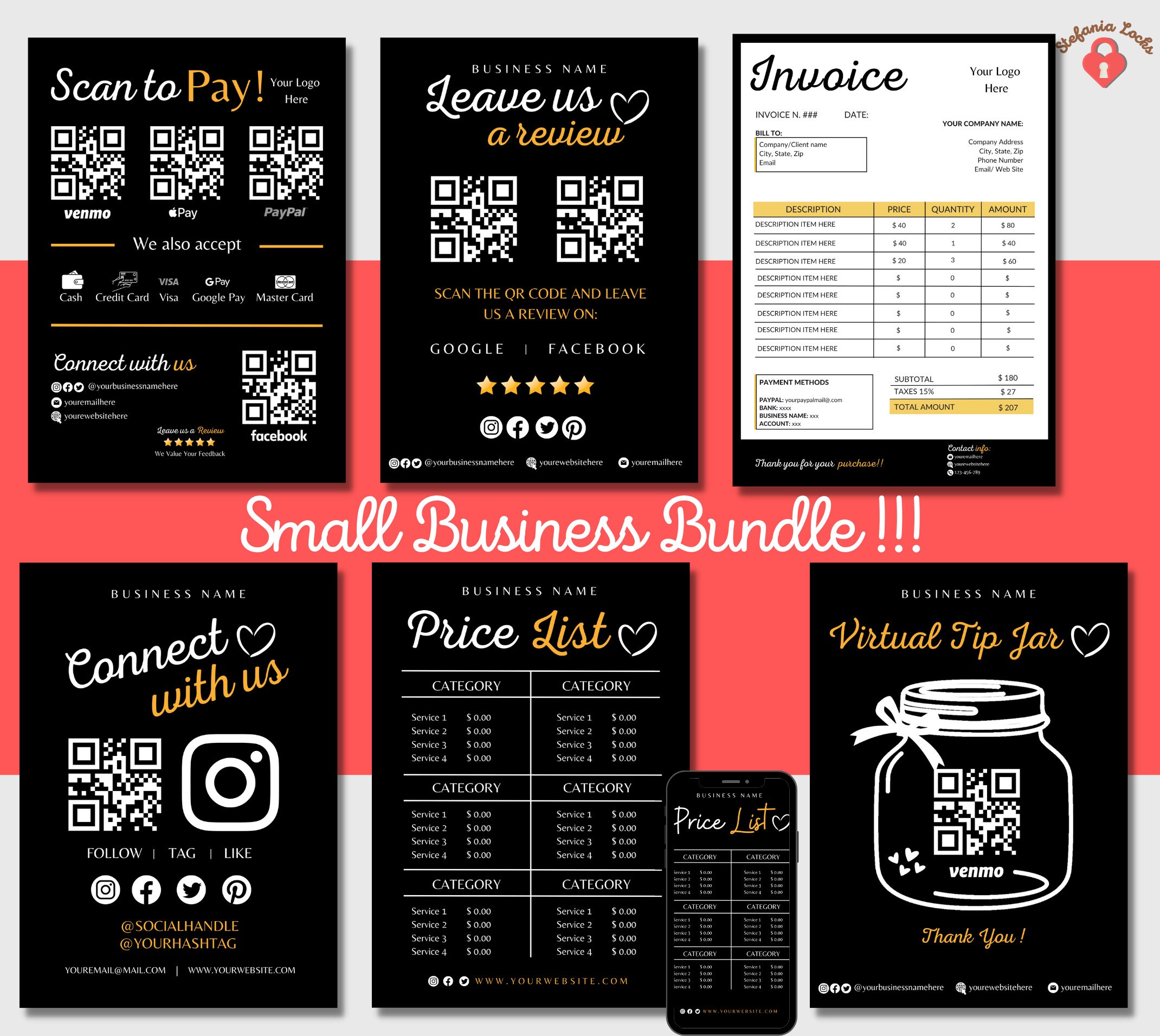 Craft Show Bundle, Price List Template, Scan to Pay, Invoice, Connect ...