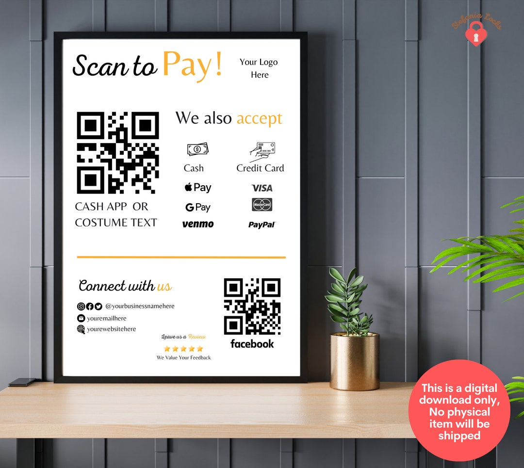 Payment Sign Template, Scan to Pay Sign, Scan to Pay Template ...