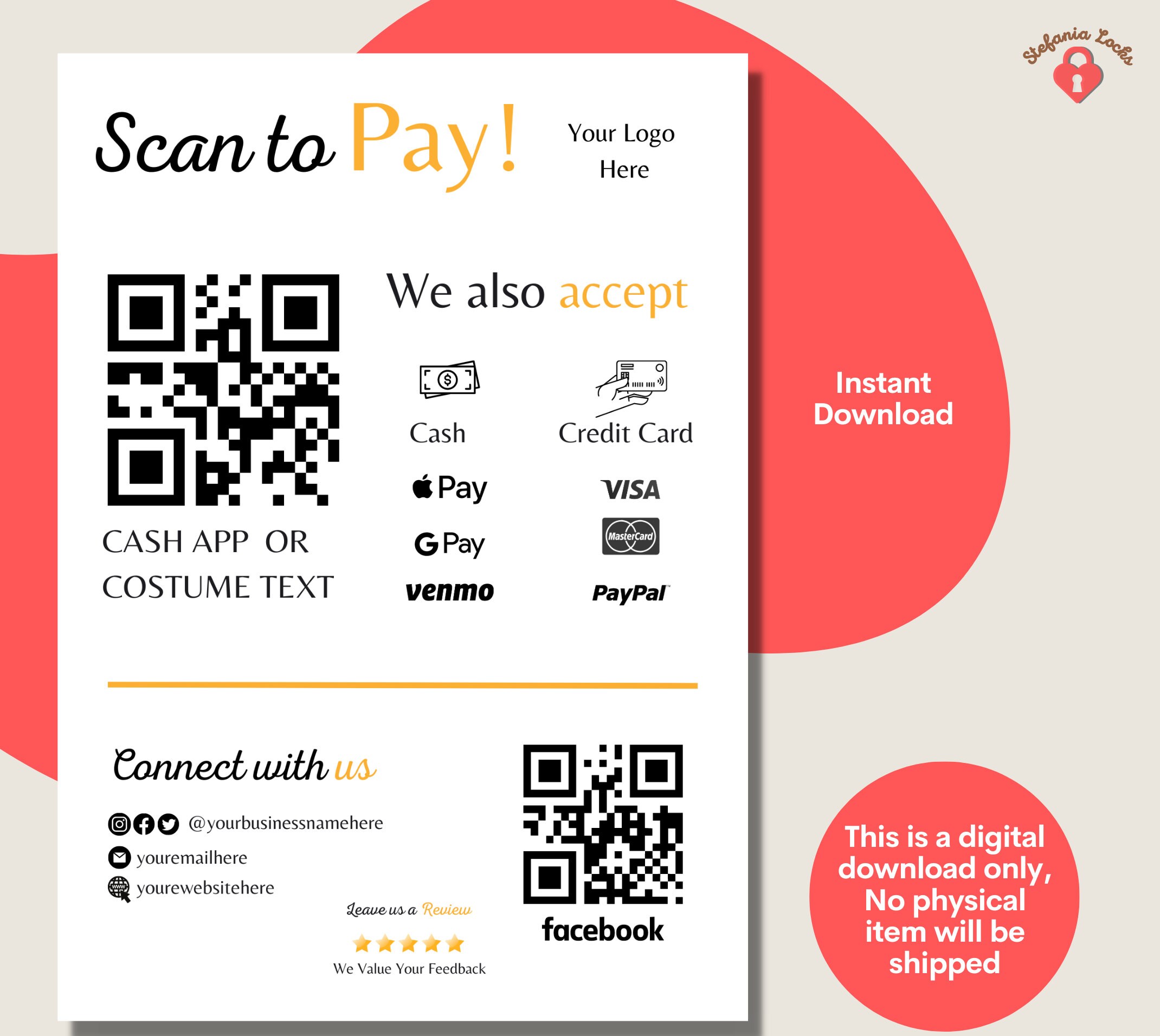 Payment Sign Template, Scan to Pay Sign, Scan to Pay Template ...