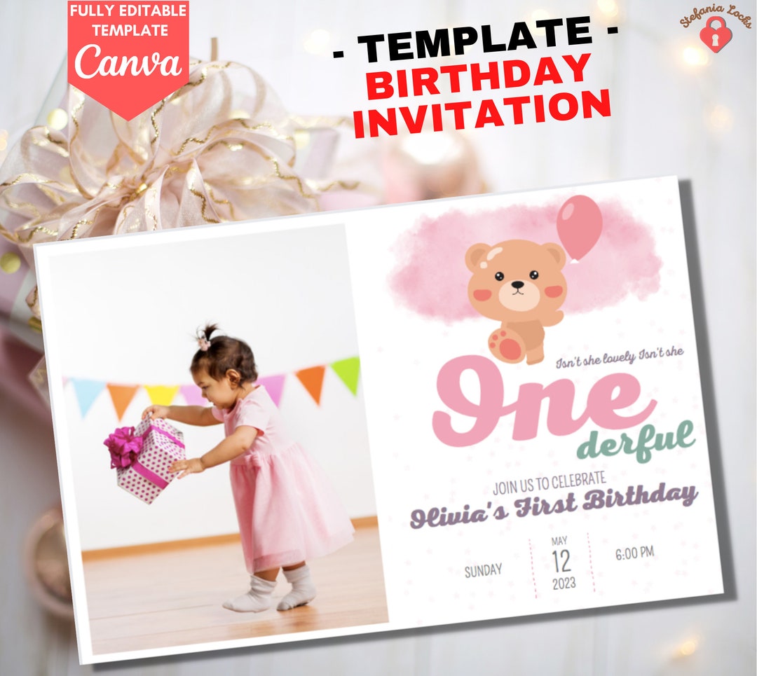 Onederful 1st Birthday Invite Template, Editable File Instant Download ...
