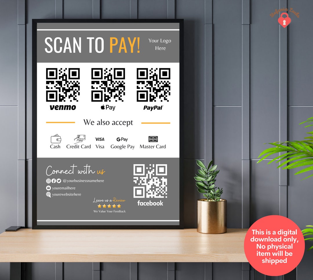 Payment Sign Template, Scan to Pay Sign, Scan to Pay Template ...