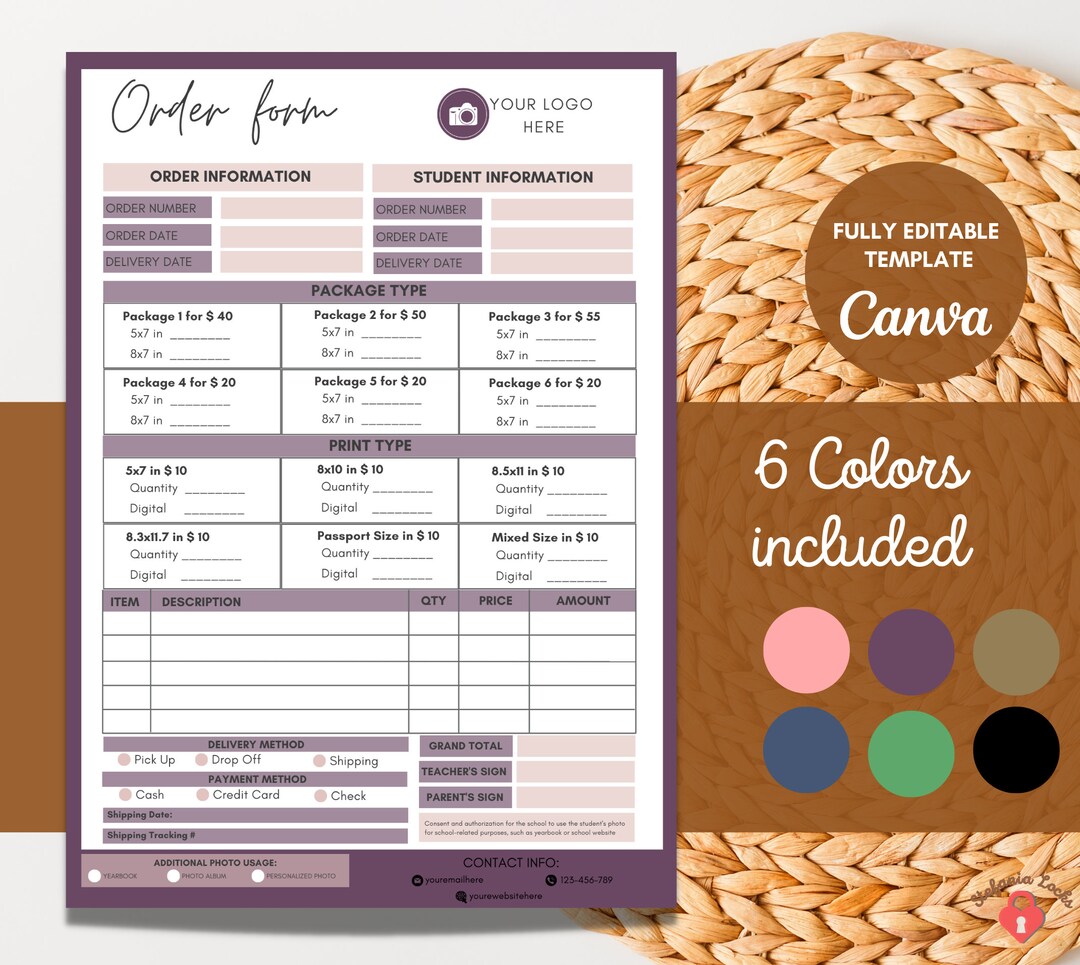 Preschool Photos Printable Order Forms School Photography - Etsy