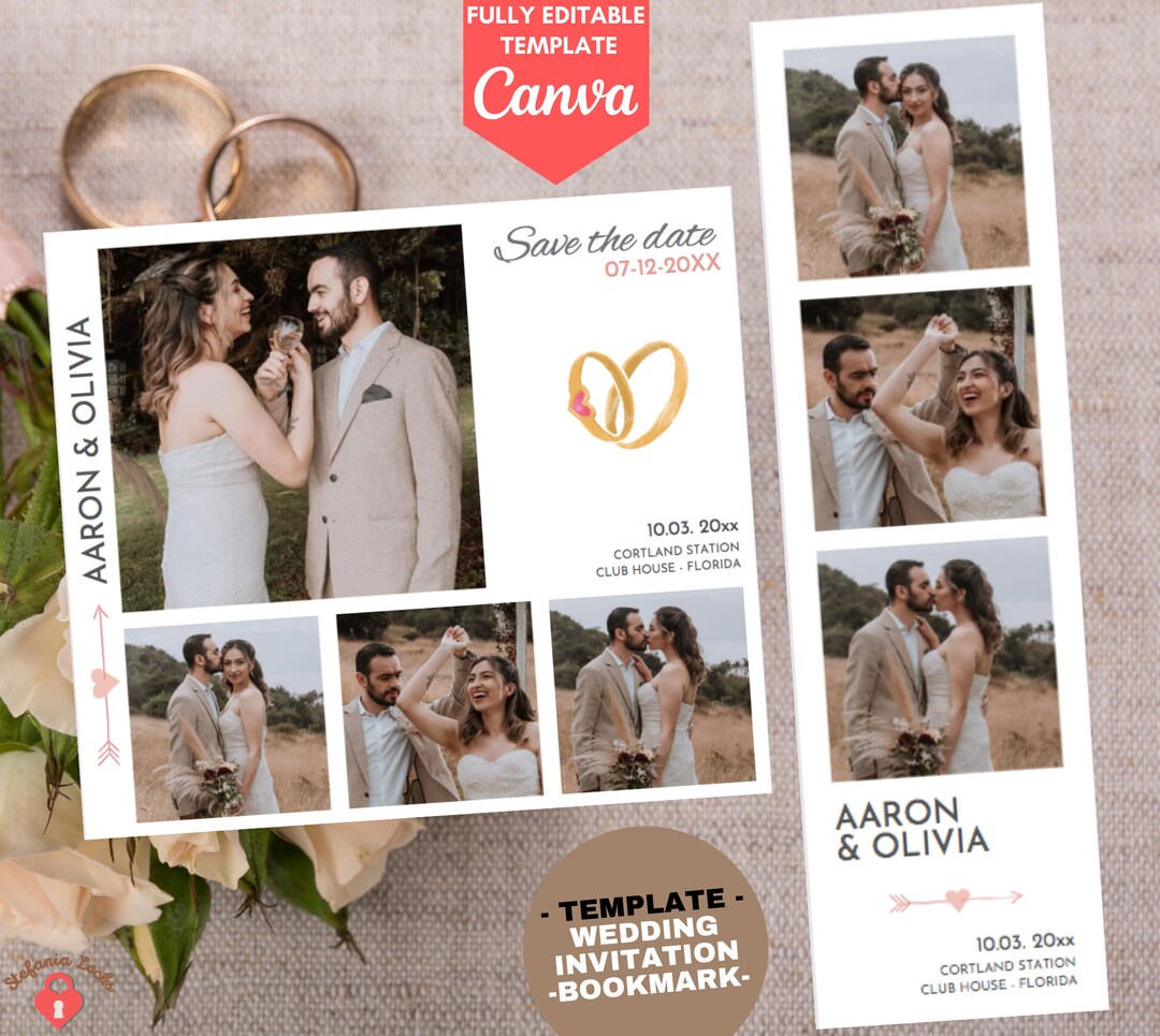 Photo Booth Strip Template, Canva Wedding Invitation Template ...