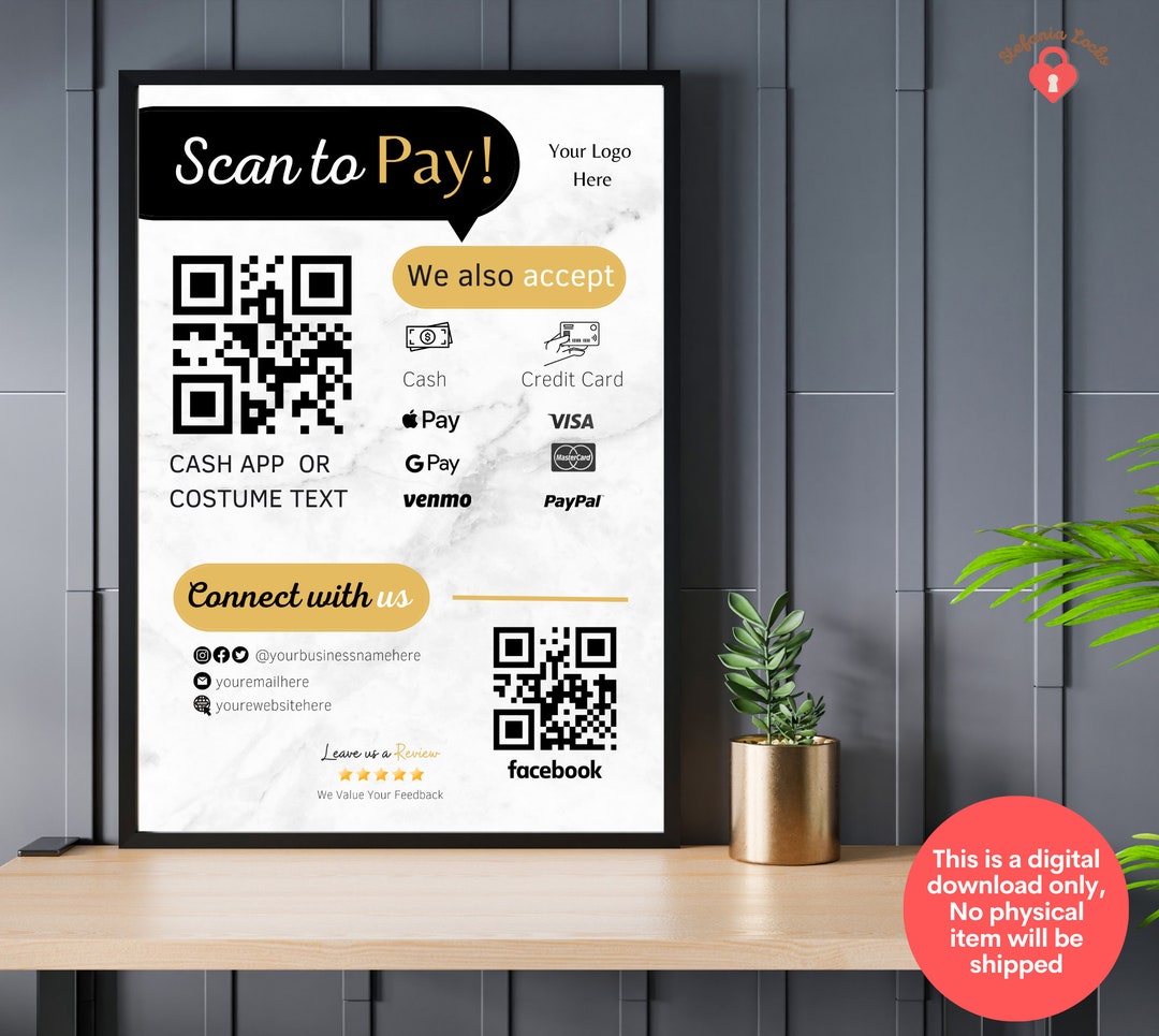 Scan to Pay Template, QR Code Sign Template, Scan to Order, Small ...
