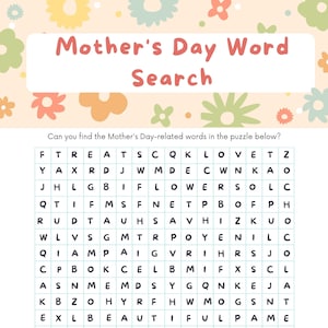 Printable Mother's Day Word Search ~ Printable Mothers Day Activity ...