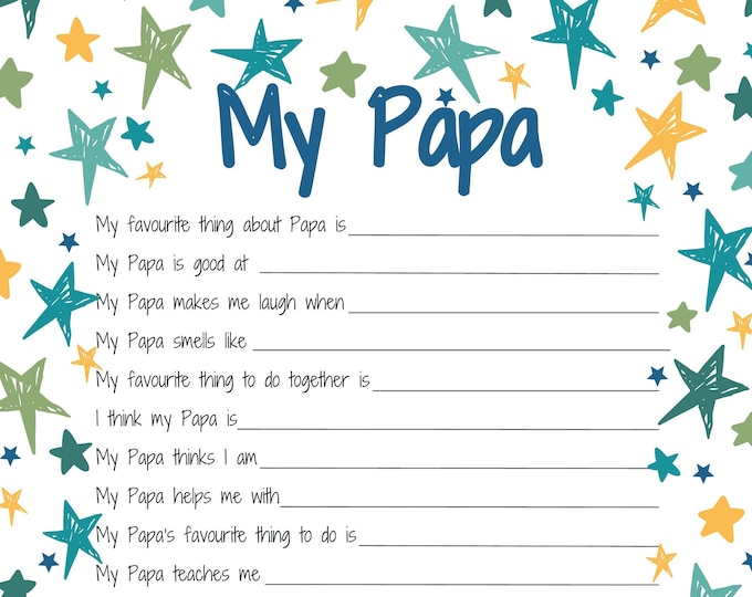 Printable Fathers Day Activity About My Daddy Idea for Fathers Day ...