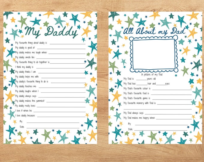 Printable Fathers Day Activity~ About My Daddy~ Idea for Fathers Day ...