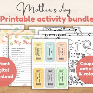 Printable Mothers Day Activity~ Coupons & Coloring In~ Mothers Day ...