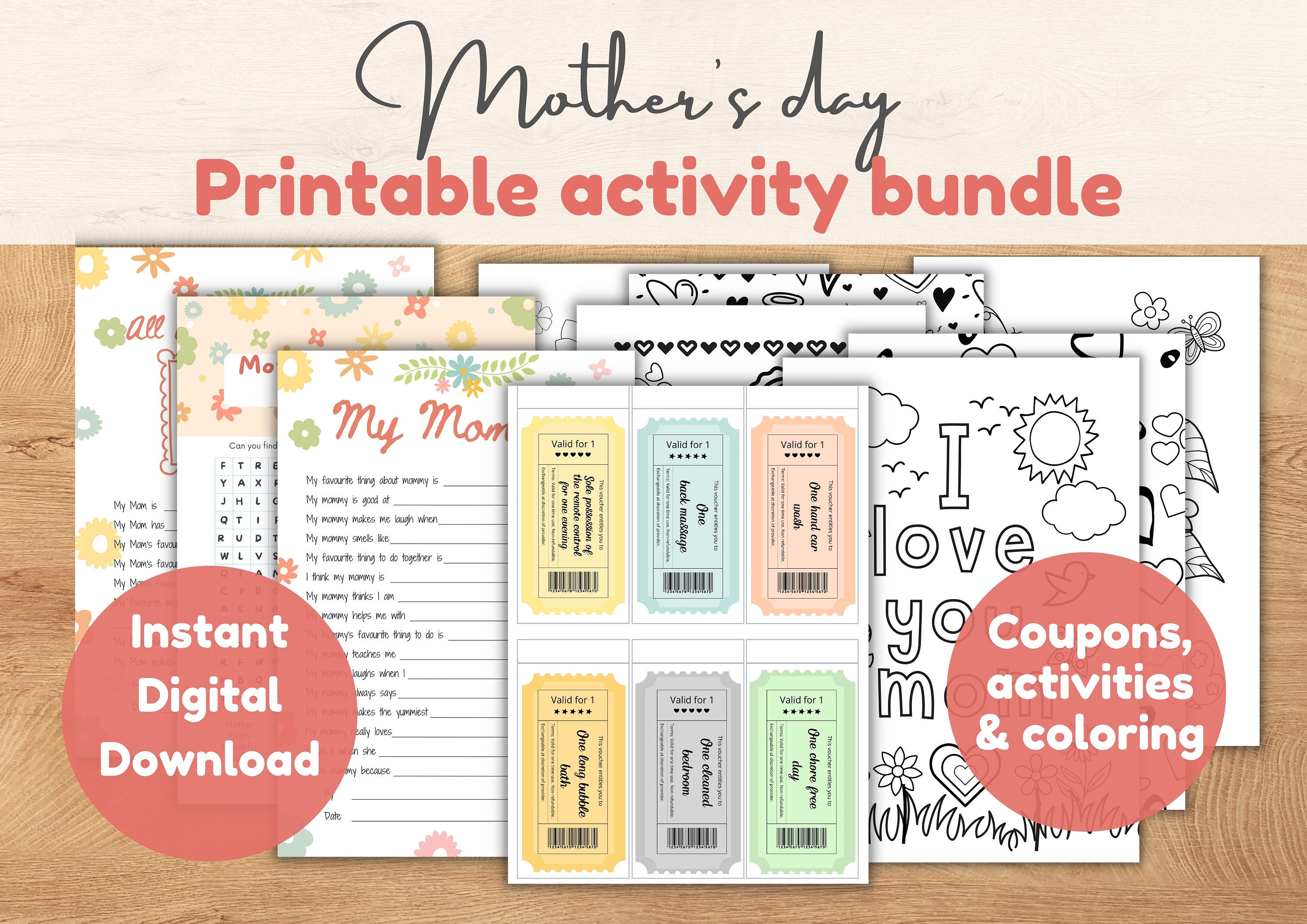 Printable Mothers Day Activity Coupons & Coloring In Mothers Day ...