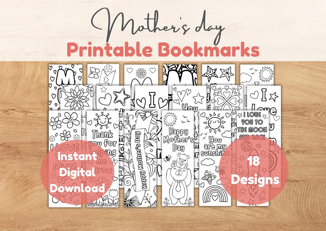 Printable Mother's Day Coloring Bookmarks Craft Activity Gift Idea for ...
