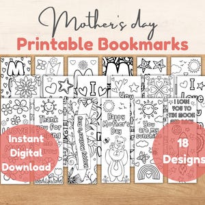 Printable Mother's Day Coloring Bookmarks Craft Activity Gift Idea for ...