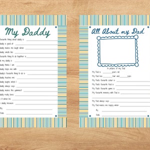 Printable Fathers Day Activity~ About My Daddy~ Idea for Fathers Day ...