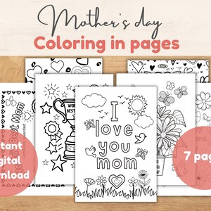Printable Mothers Day Activity~ Coloring in Pages~ Mother's Day ...