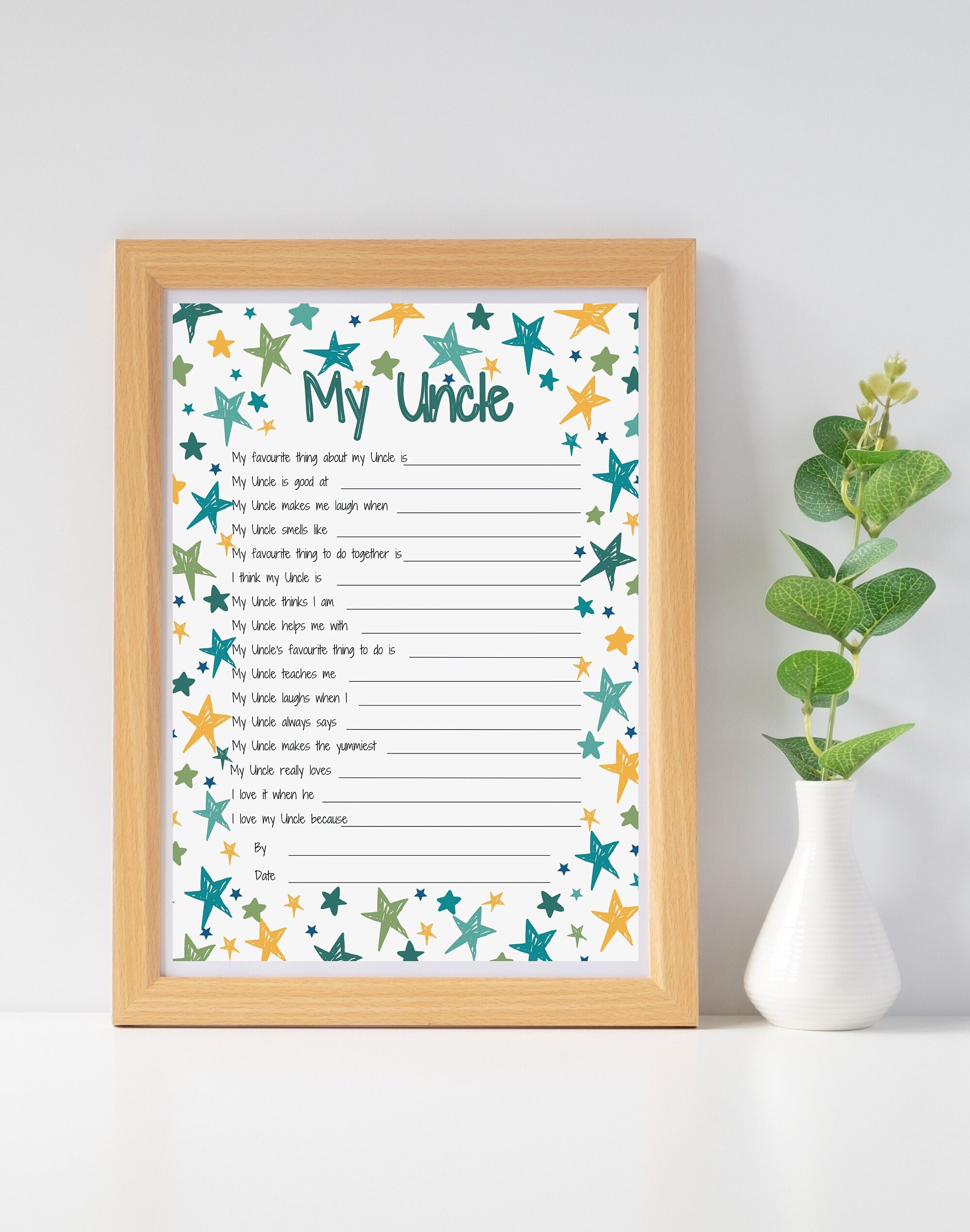 All About My Uncle Printable Fathers Day Gift Idea. Reasons I Love My ...