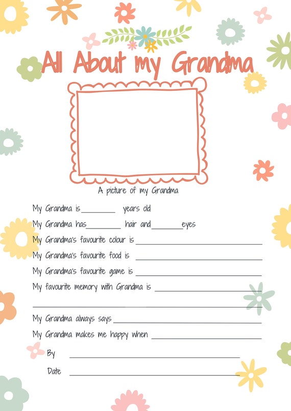 All About My Grandma Printable Mothers Day Gift Idea About - Etsy