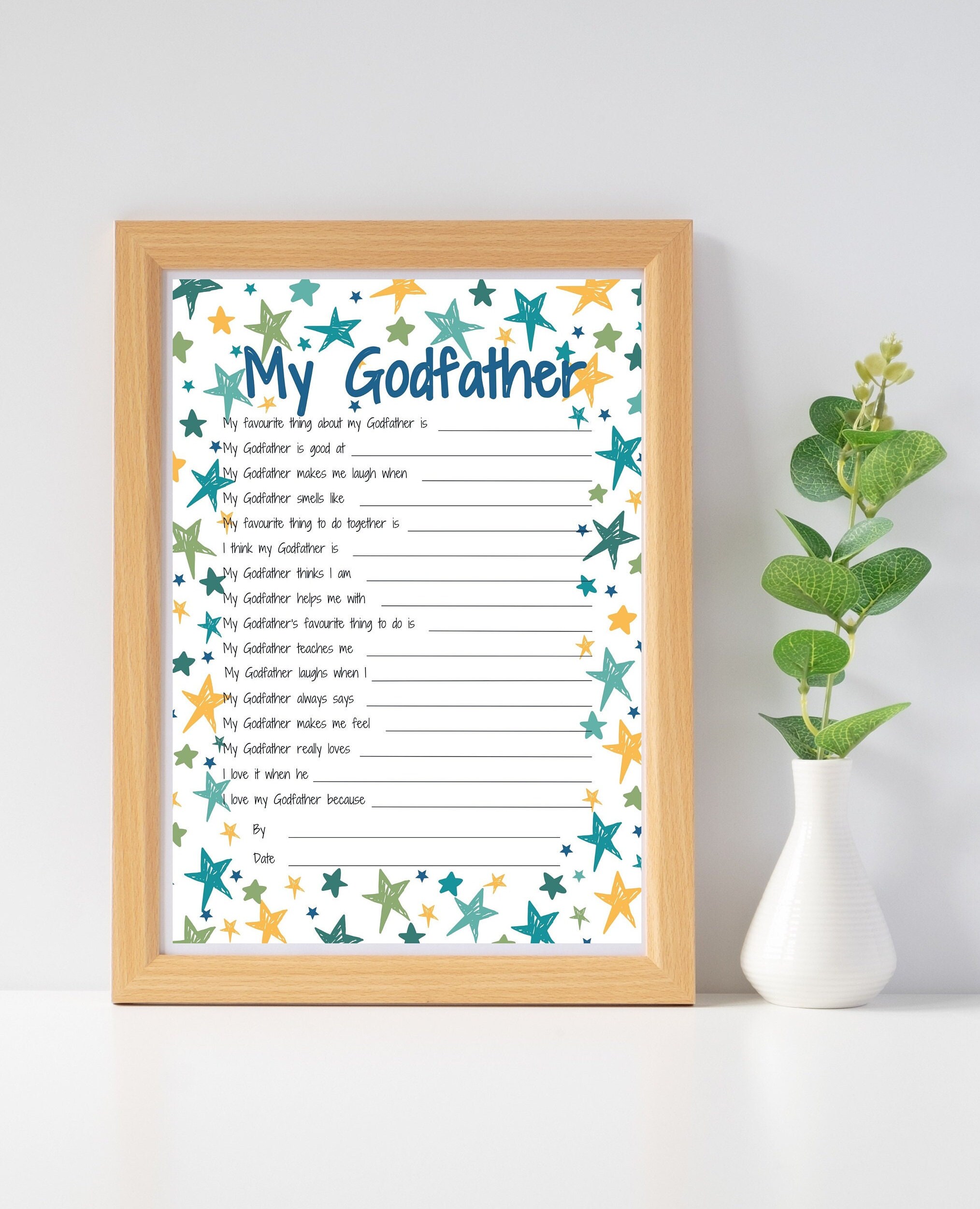 All About My Godfather Printable Fathers Day Gift Idea. Reasons I Love ...