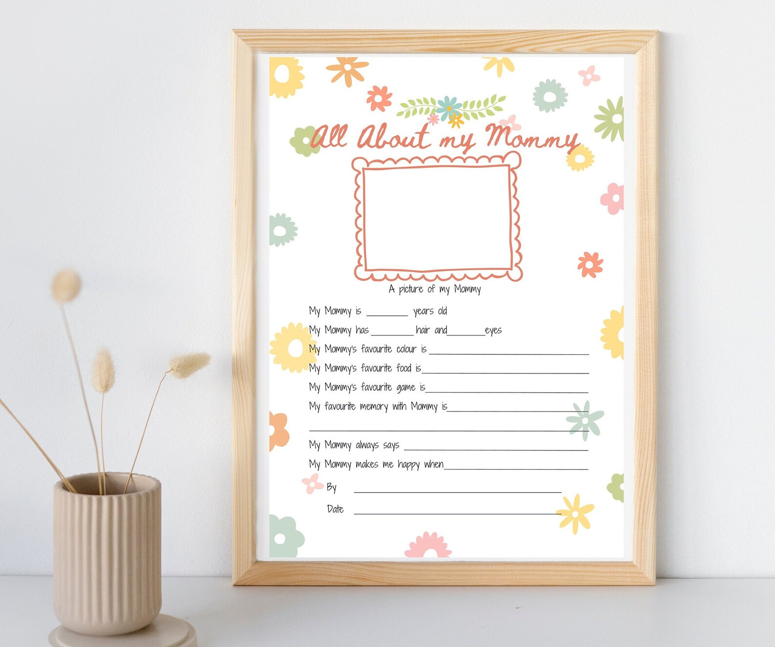 All About My Mommy Printable Mothers Day Gift Idea. Reasons I Love My ...