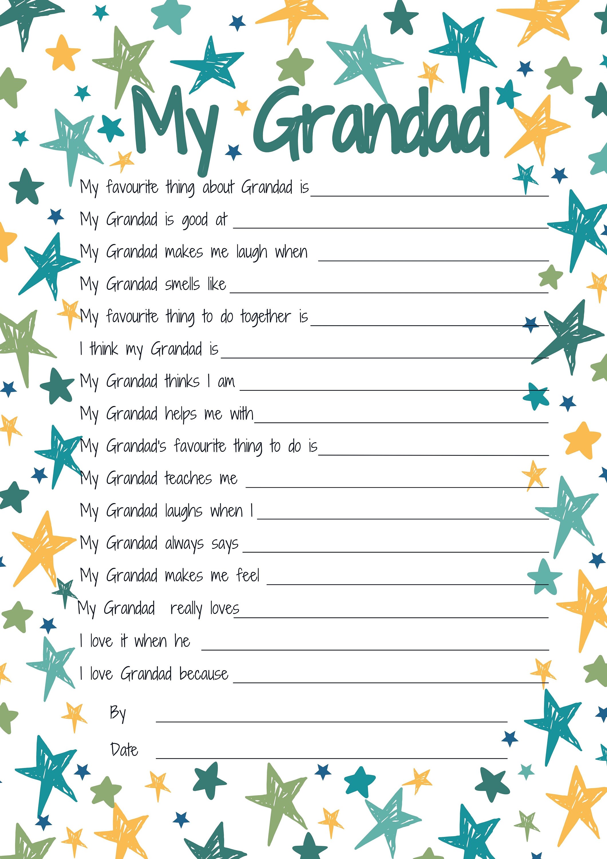 All About My Grandad Printable Gift Idea Father's Day - Etsy