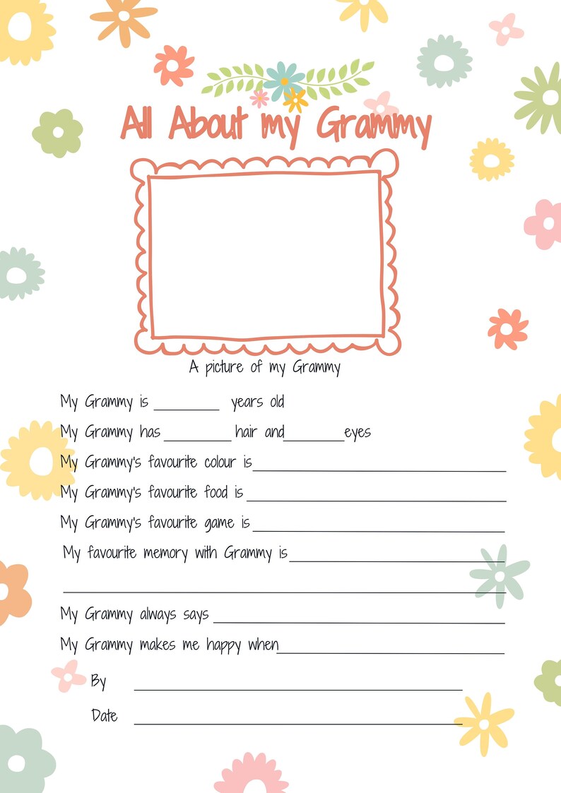 Reasons I Love Grammy Printable Keepsake Gift Idea. Mothers Day ...