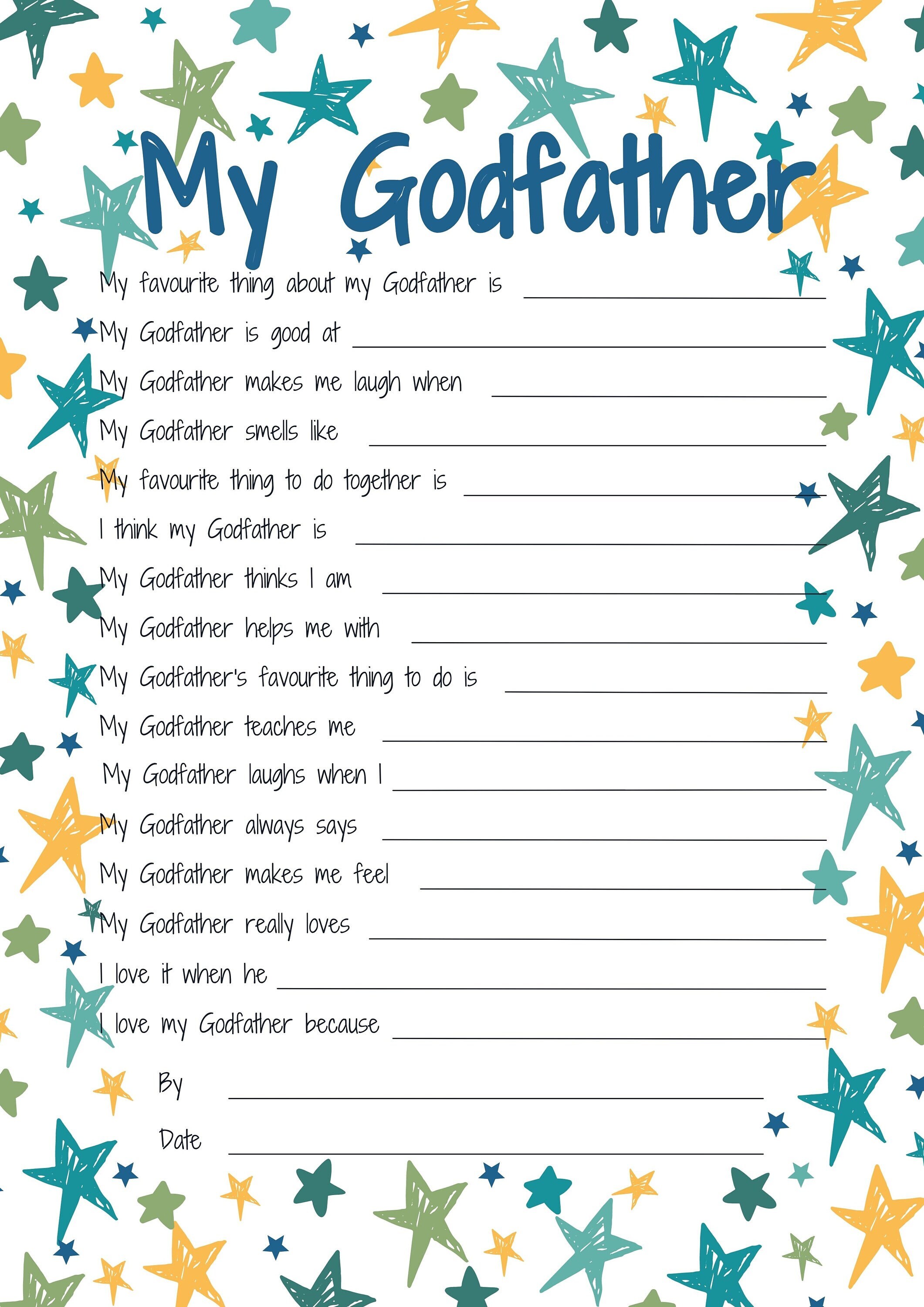 All About My Godfather Printable Fathers Day Gift Idea. Reasons I Love ...