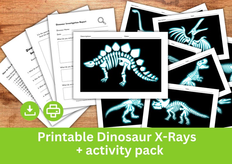 Printable Dinosaur X Rays for Kids Role Play. Dinosaur Skeletons and ...