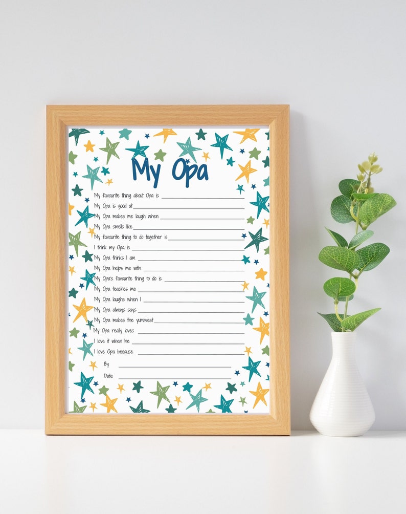 Reasons I Love Opa Printable Keepsake Gift Idea for Father's Day ...